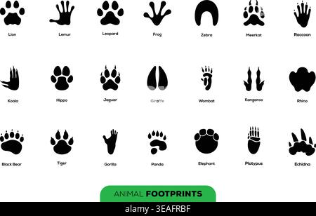 Platypus Footprint Paw Print Silhouette Vector Icon Black Isolated ...