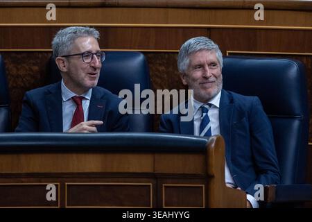 Arcadi España (L), Minister of Finance, and Fernando Grande-Marlaska (R ...