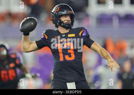 Orlando Storm quarterback Jack Plummer (13) throws a pass during a UFL ...