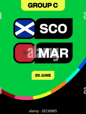 Scotland vs Morocco Football 2026 Match Announcement Scoreboard Vector ...