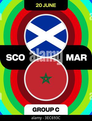 Scotland vs Morocco Football 2026 Match Announcement Scoreboard Vector ...