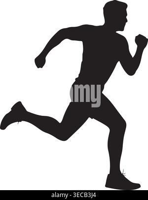 Athletic Man Running Fast Silhouette Professional Sports Vector Graphic ...