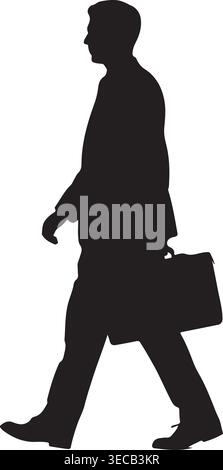 Professional Businessman Walking with Briefcase Silhouette Vector ...