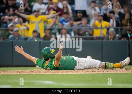 Athletics' Nick Kurtz (16) reacts to striking out during a baseball ...