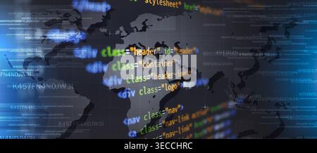 html programming web coding banner. front-end developing language for ...