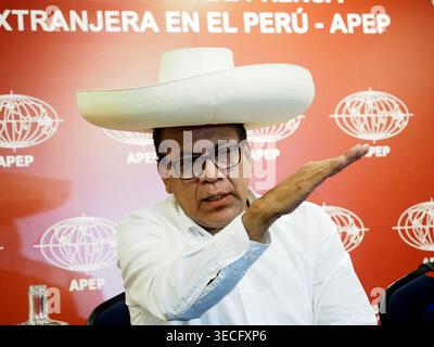 Presidential candidate Roberto Sanchez of the Together for Peru party ...
