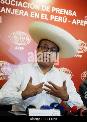 Presidential candidate Roberto Sanchez of the Together for Peru party ...