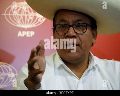 Presidential candidate Roberto Sanchez of the Together for Peru party ...