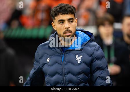 Chadi Riad of Crystal Palace FC walks past the trophy during the award ...
