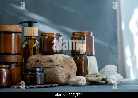 Amber Candles Glass Jars and Bottles with Natural Elements. Scented ...