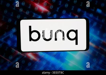 In this photo illustration, a bunq logo is seen displayed on a ...
