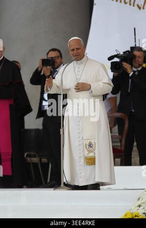 Pope Leo XIV during a meeting with the realities of welcoming migrants ...