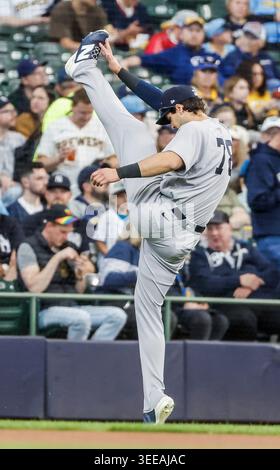 New York Yankees' Spencer Jones hits an RBI double during the fourth ...