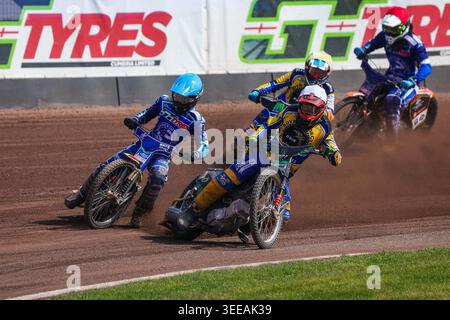 Ben Barker of Plymouth Gladiators in second place during Heat 10 of the ...