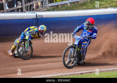 Ben Barker of Plymouth Gladiators in second place during Heat 10 of the ...