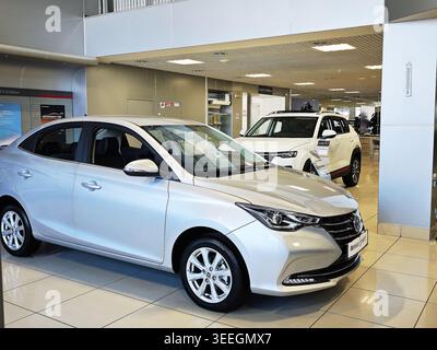 Perm, Russia - March 05, 2026: Customers discuss vehicle options at ...