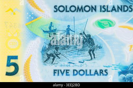Solomon Islands 2019 five dollar banknote bill on polymer issued Bank ...