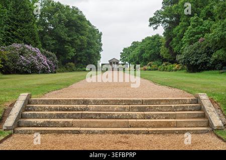 Scenic stone pathway leading towards ancient fortress ruins atop a ...