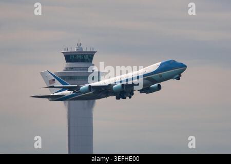 Air Force One takes off from at Joint Base Andrews, Md., with President ...