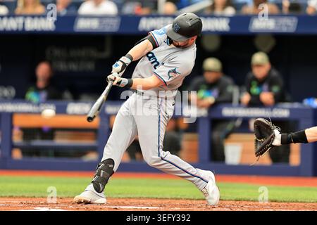 Miami Marlins' Liam Hicks, right, celebrates his home run against the ...