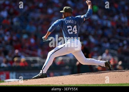 Washington Nationals' Cade Cavalli during the second inning of a ...