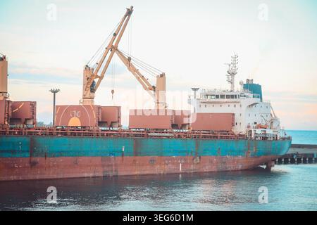 Port Limon, Costa Rica - March 7, 2025:Cargo ship bridge and ...