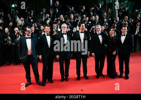 Miles Teller, James Gray and Adam Driver attend the "Paper Tiger" red ...