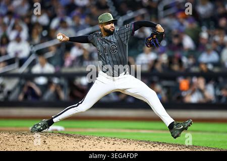 New York Mets pitcher Devin Williams stands on the mound during the ...
