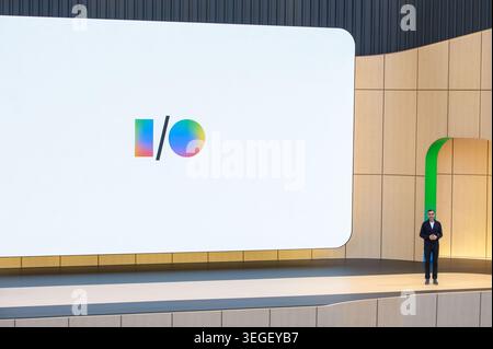 Alphabet CEO Sundar Pichai speaks at a Google I/O event in Mountain ...