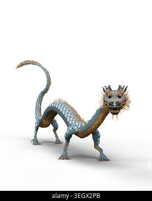 3D rendering of a fantasy dragon isolated on white background Stock ...