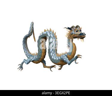 3D rendering of a fantasy dragon isolated on white background Stock ...