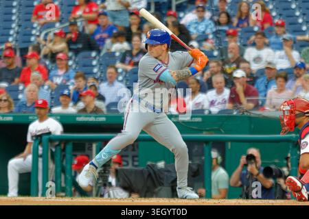 New York Mets' A.J. Ewing bats during the first inning of a baseball ...
