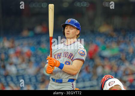 New York Mets' A.J. Ewing bats during the first inning of a baseball ...