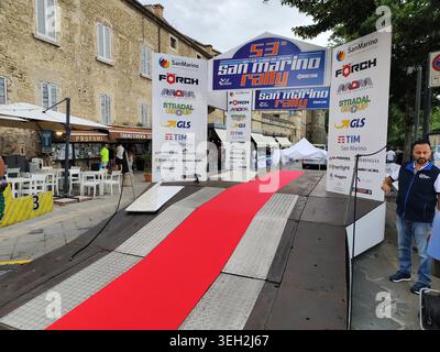 San Marino Rally Event Start Ramp and Sponsorship Banners advertising ...