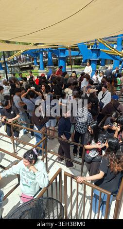 People ride a roller coaster as Canada soccer fans watch their team ...