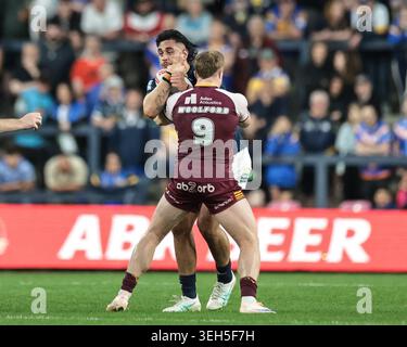 Zac Woolford is tackled during the BetFred Super League match between ...