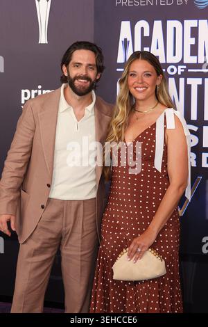 Thomas Rhett and Lauren Akins attend the 61st Academy of Country Music ...