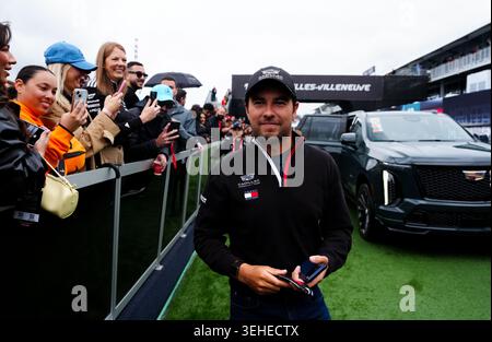 Cadillac driver Sergio Perez arriving at the Circuit de Monaco, Monte ...