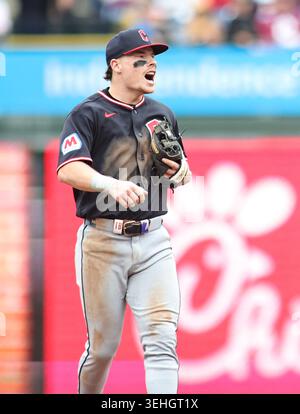 Cleveland Guardians' Travis Bazzana reacts to hitting a home run during ...