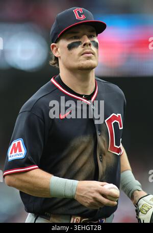 Cleveland Guardians second baseman Travis Bazzana throws out Milwaukee ...