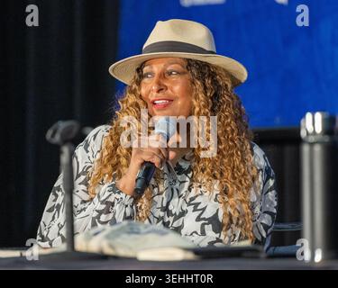 Pam Grier speaks onstage during the Comicpalooza 2026 Houston day 3 at ...