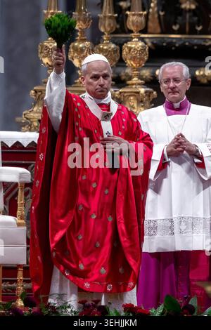 Pope Leo XIV gives his blessing during a Mass for the Solemnity of ...