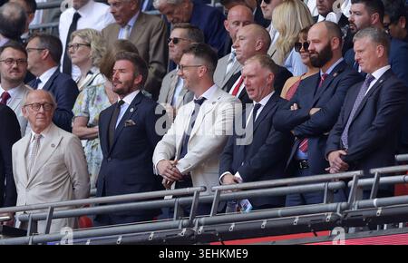 Salford City co-owner Sir David Beckham (second left) and Paul Scholes ...