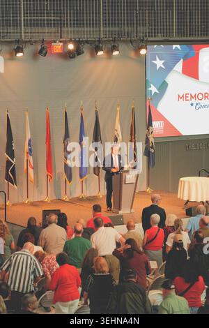 A member of the military during a commemoration service marking the ...