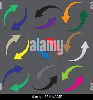 Colorful Curved Arrow Icons Set Vector Illustration Isolated on Gray ...