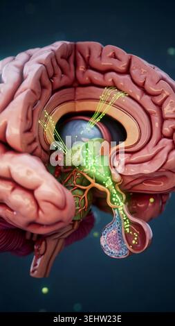 Dopamine molecule 3D render in the bubble and liquid environment 3d ...