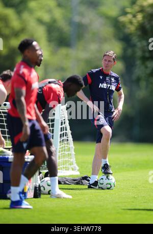 Crystal Palace manager Oliver Glasner (centre) at the Red Bull Arena ...