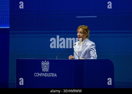 President of the Council of Ministers Giorgia Meloni speaks during the ...