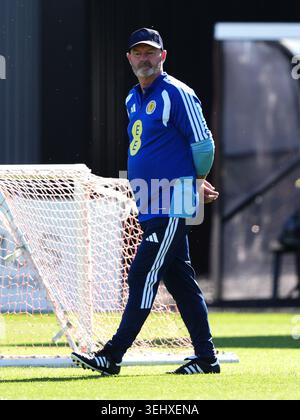 Scotland head coach Steve Clarke during a training session at Lesser ...