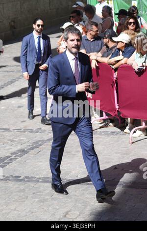 Toledo, Spain. 27th May, 2026. Spanish King Felipe VI and Queen Letizia ...